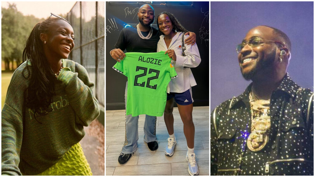 Photo of Falcons' Star Alozie with Davido Sparks Reactions - Angel ...